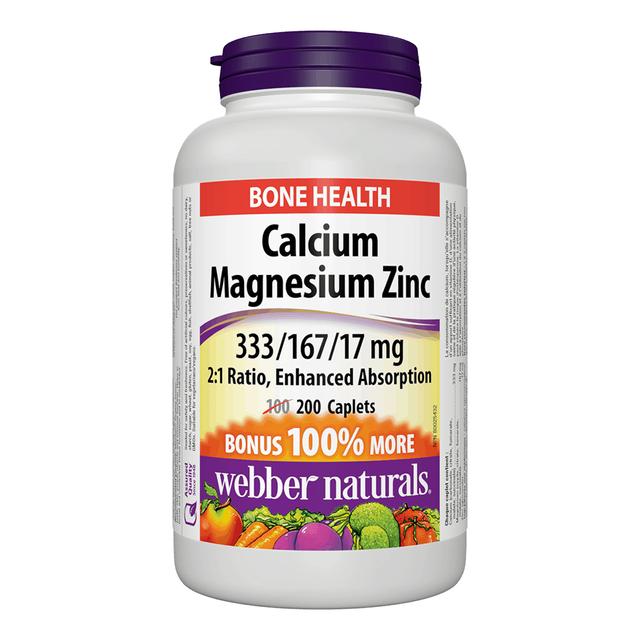 Webber Naturals - Calcium Magnesium Zinc Enhanced Absorption - Bone ...